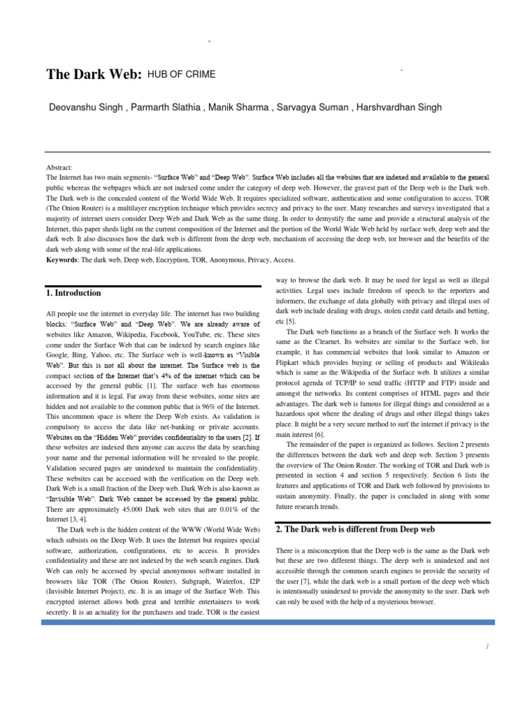 The Dark Web Research Paper . | PDF | World Wide Web | Internet & Web