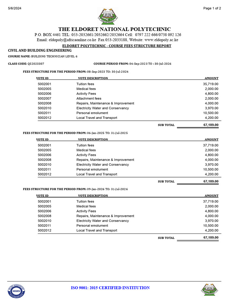 Fees Structure - 2023p07169 | PDF | Technology & Engineering