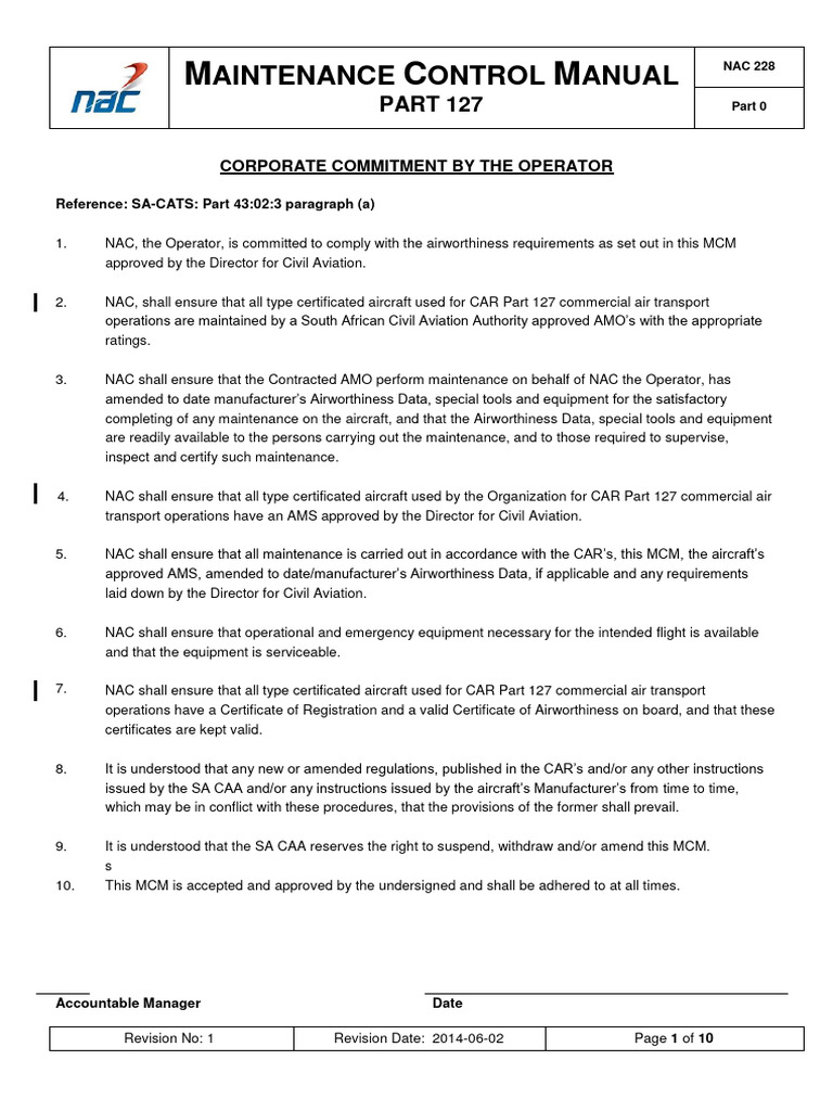 Part 0 Table of Contents Rev 1 | PDF | Aviation