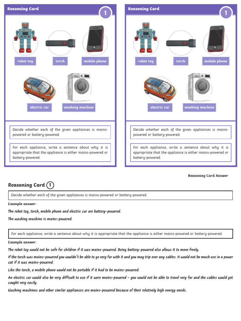 Reasoning Cards 1 - Appliances | PDF