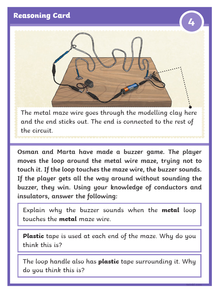 Reasoning Cards 4 - Conductors and Insulators | PDF | Wire | Insulator ...