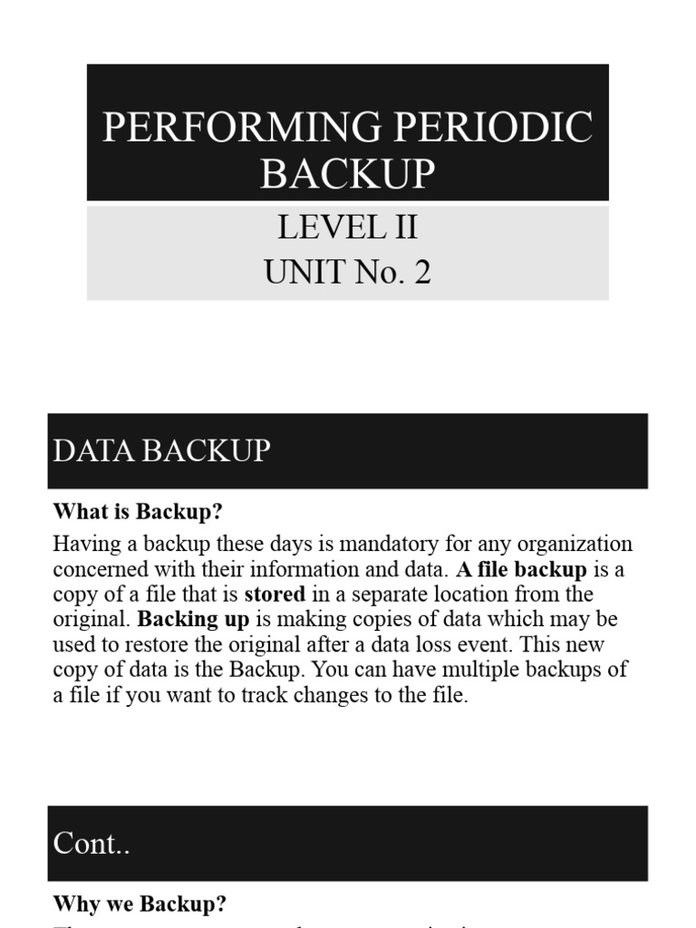 Performing Periodic Backup Level II Unit No. 2 | PDF | Backup | Computer Data Storage