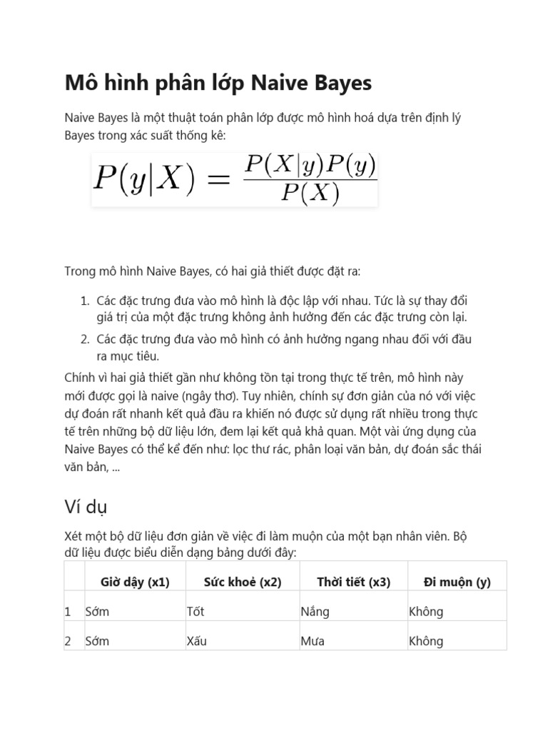 Mô Hình Phân L P Naive Bayes | PDF