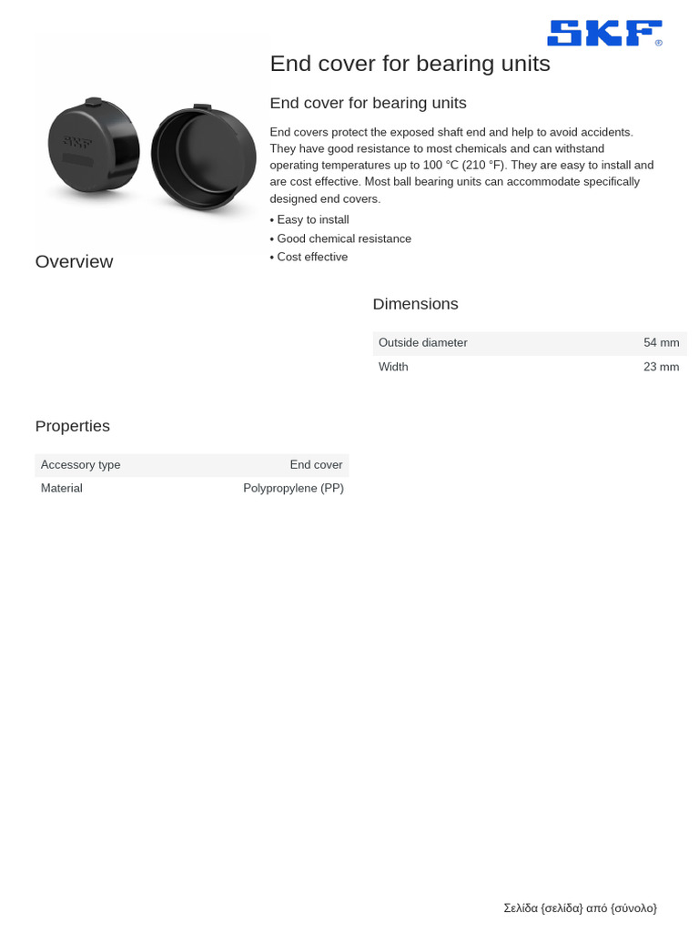 End Cover For Bearing Units Specification-1 | PDF