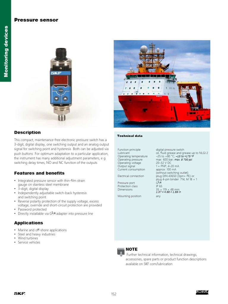 SKF digital pressure switch | PDF | Pressure Measurement | Switch