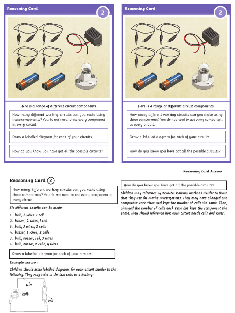 Reasoning Cards 2 - Making Circuits | PDF | Wire | Electrical Engineering