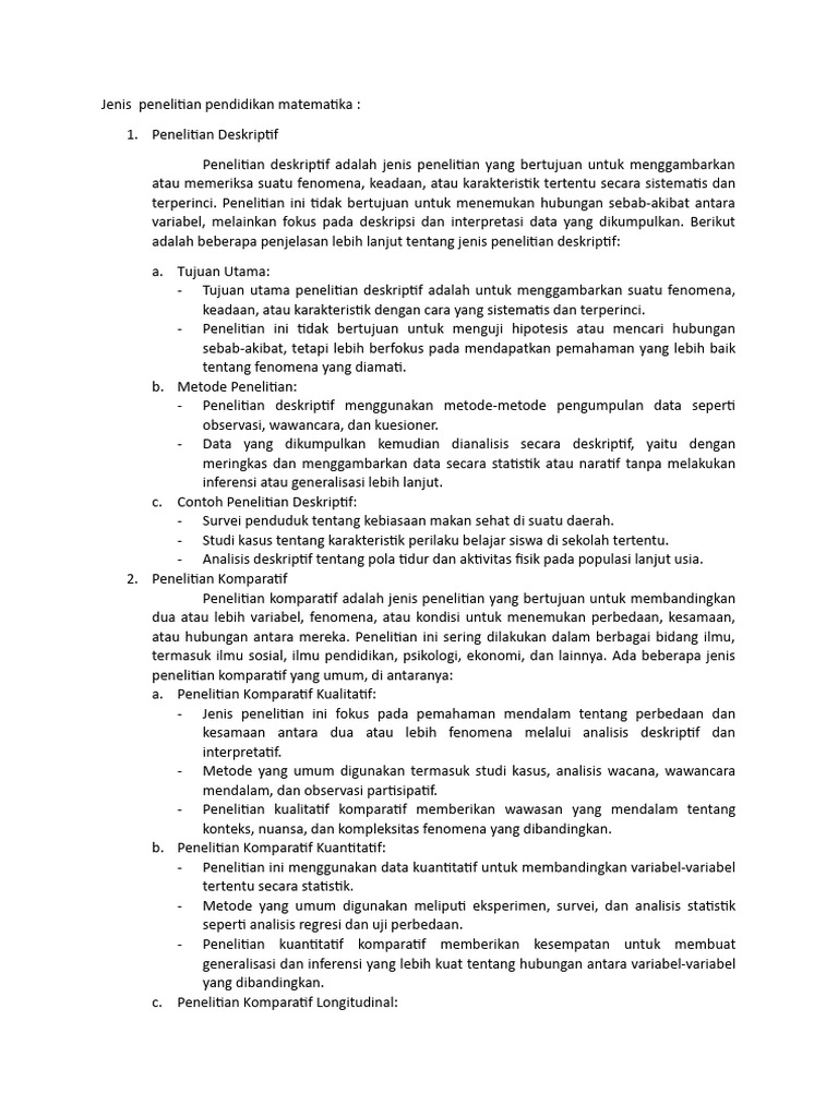 Jenis Penelitian Pendidikan Matematika - Materi Kel 11 | PDF | Karier & Perkembangan ...