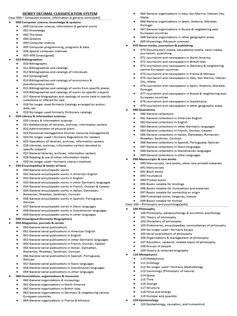 Dewey Decimal Classification System | PDF | Christian Denomination ...