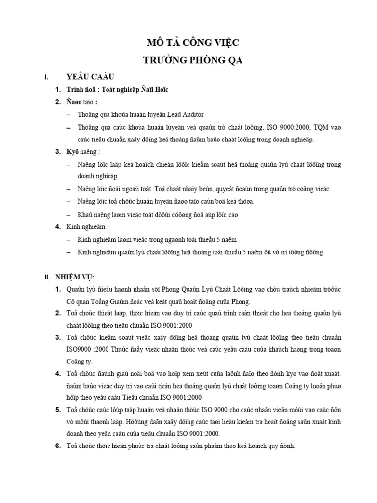 1 MTCV Truong Phong Quan Ly Chat Luong | PDF