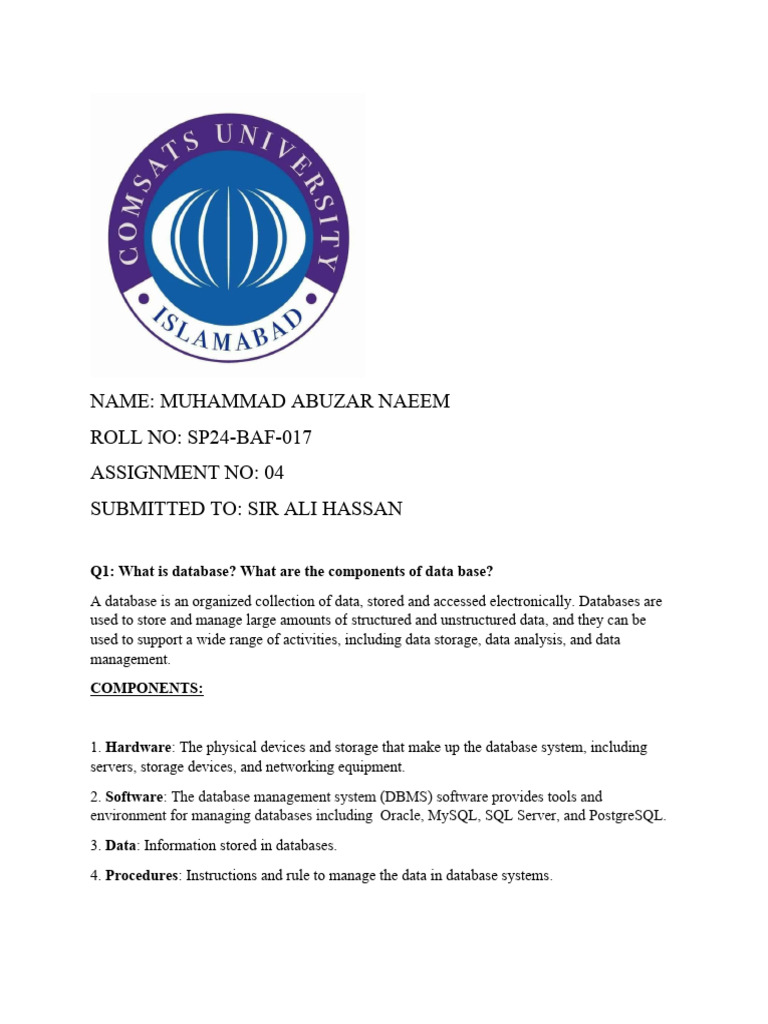 ICT Assignment 4 Bachelors | PDF | Databases | Relational Database