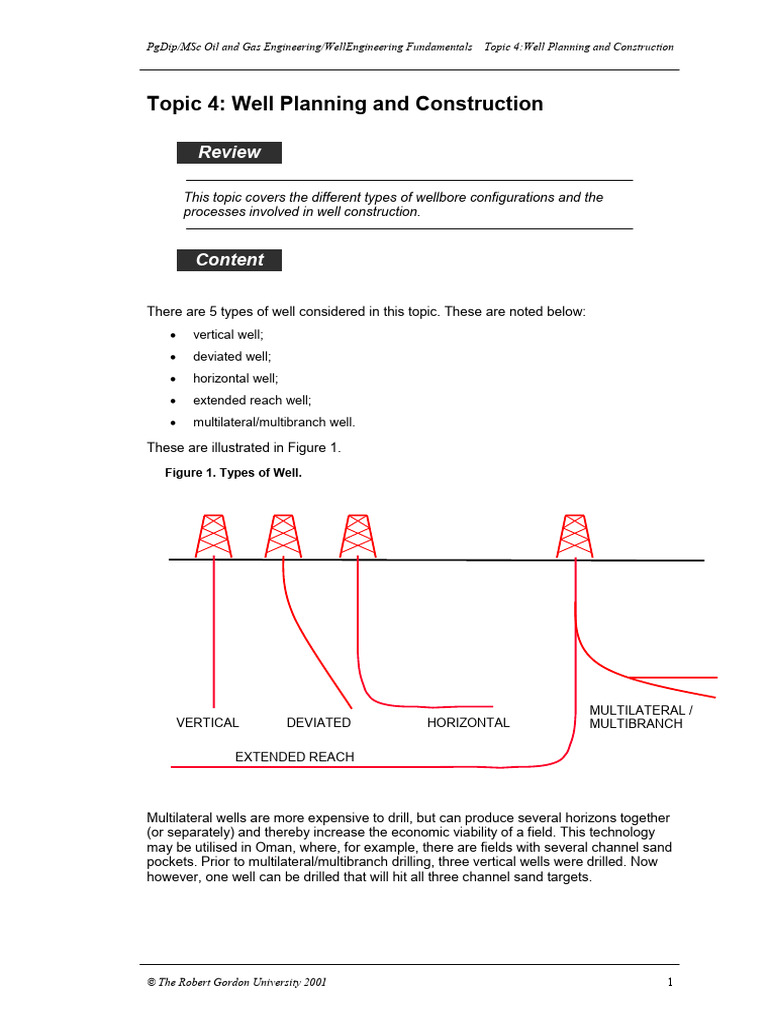 Topic 4 - Well Planning and Construction | PDF | Casing (Borehole ...