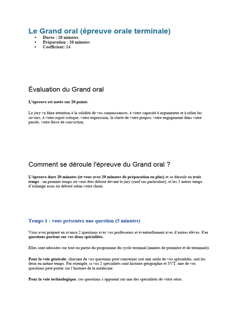 Le Grand Oral | PDF | Évolution de carrière