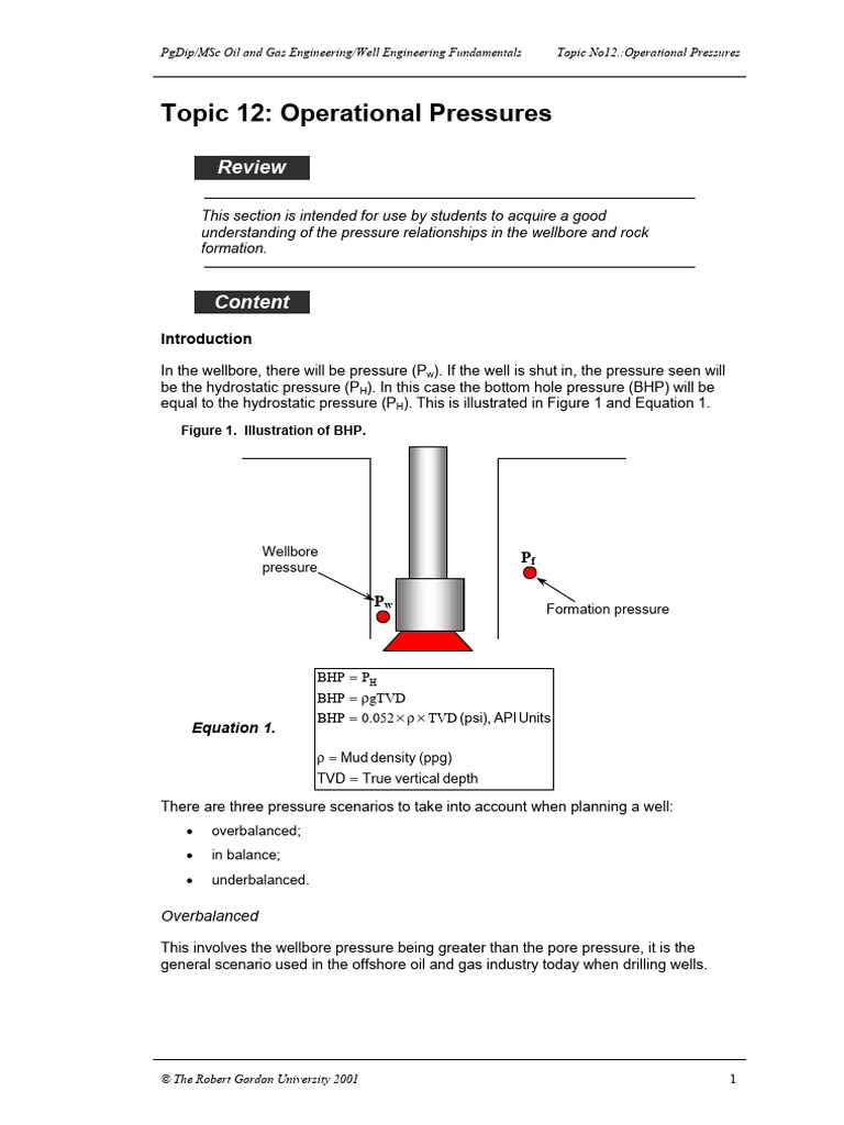 Understanding Operational Pressures in Well Engineering | PDF ...