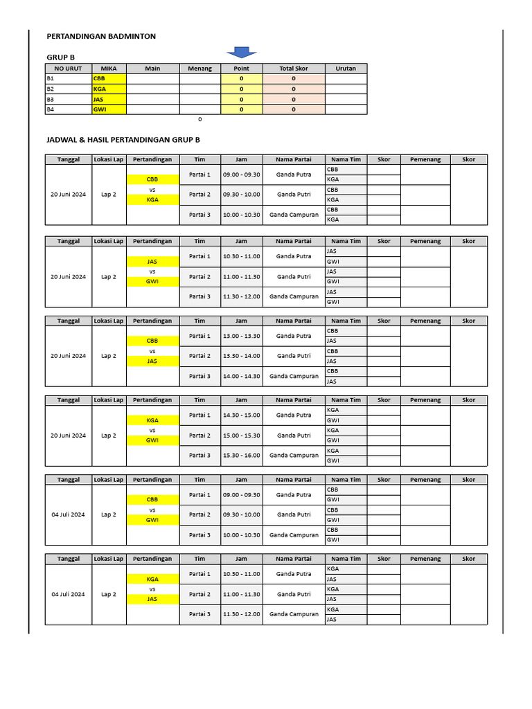 Jadwal Pertandingan MIKA Solid 2024 | PDF