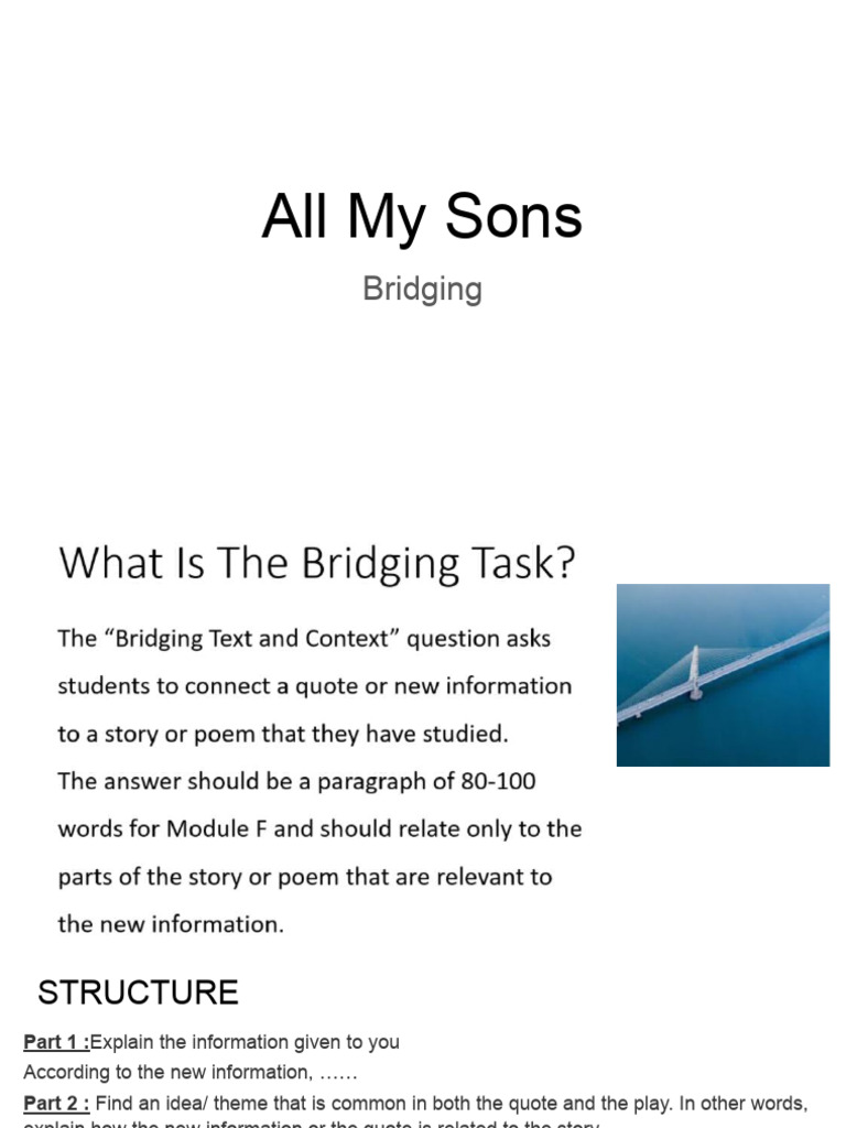 All My Sons Bridging Example | PDF