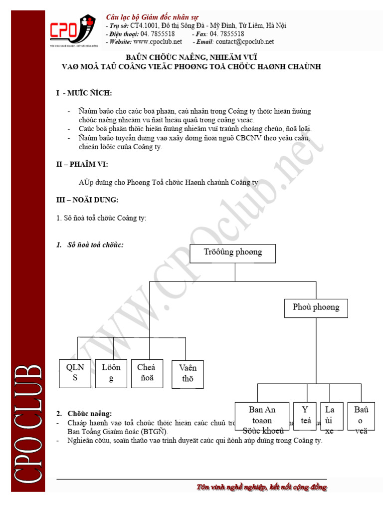 Chuc Nang, Nhiem Vu Phong To Chuc Hanh Chanh | PDF
