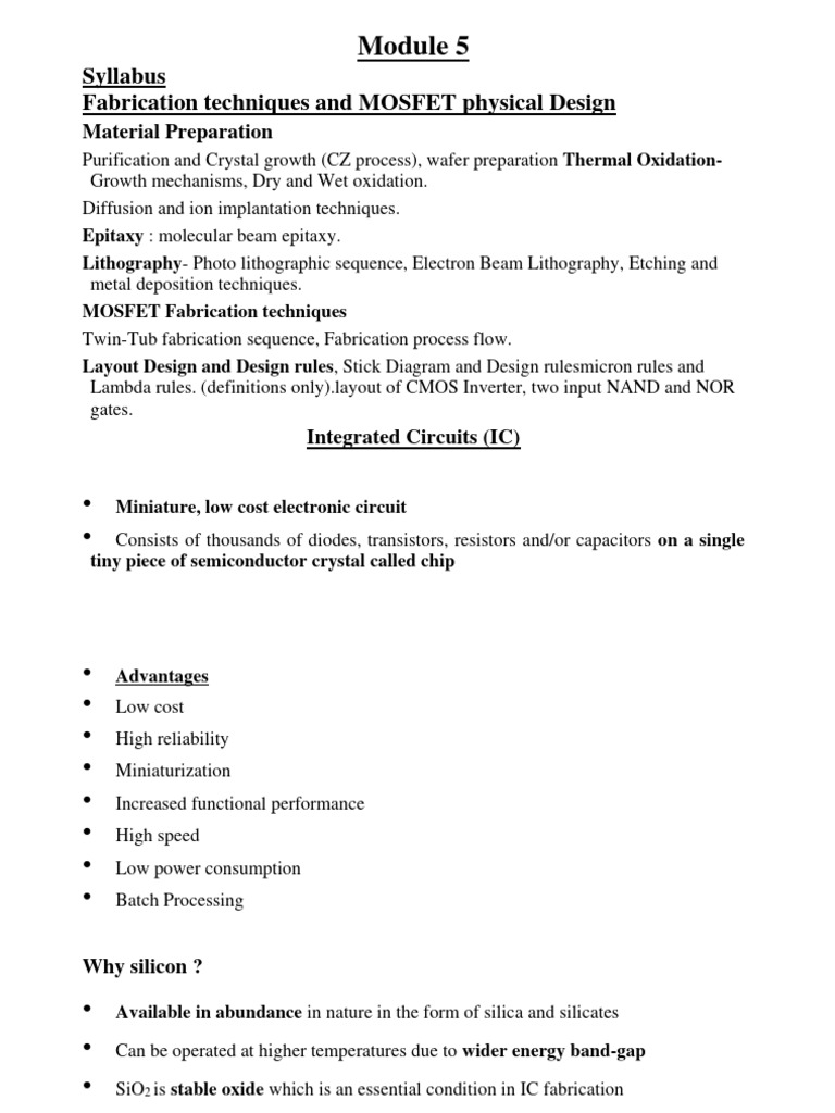 Module-5-VLSI | PDF | Chemical Vapor Deposition | Semiconductor Device Fabrication