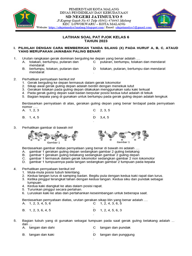 Latihan Soal Pat Pjok KLS 6 THN 2023 | PDF