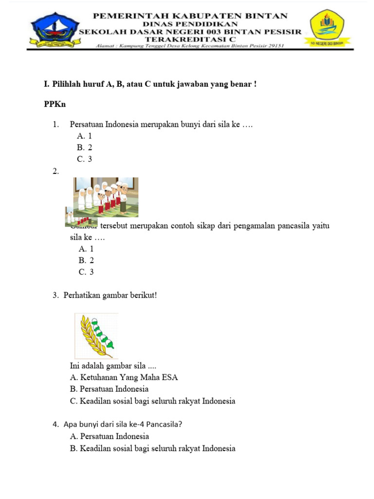 Soal PAS Kelas 2 Tema 1 | PDF