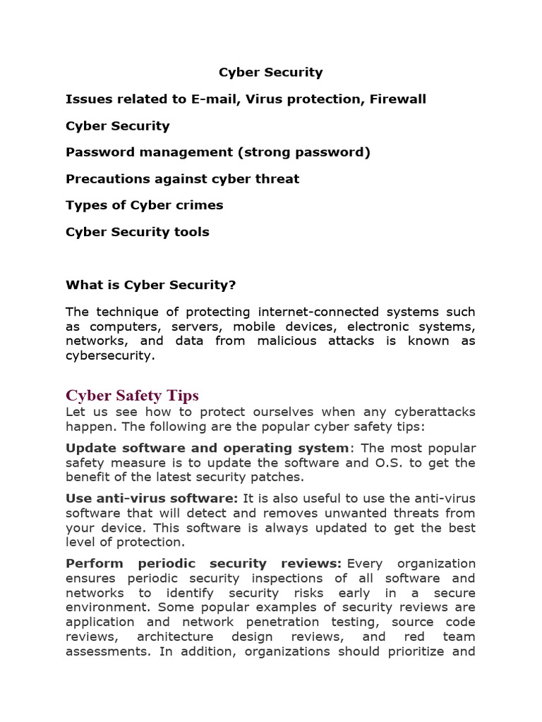 Cyber Security Pdf Security Computer Security