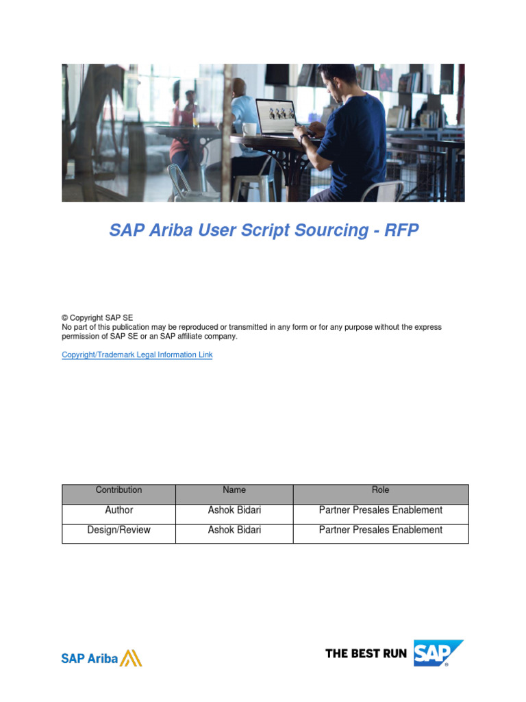 Sap Ariba User Script Quick Project Sourcing Rfp Pdf Request For Proposal Software