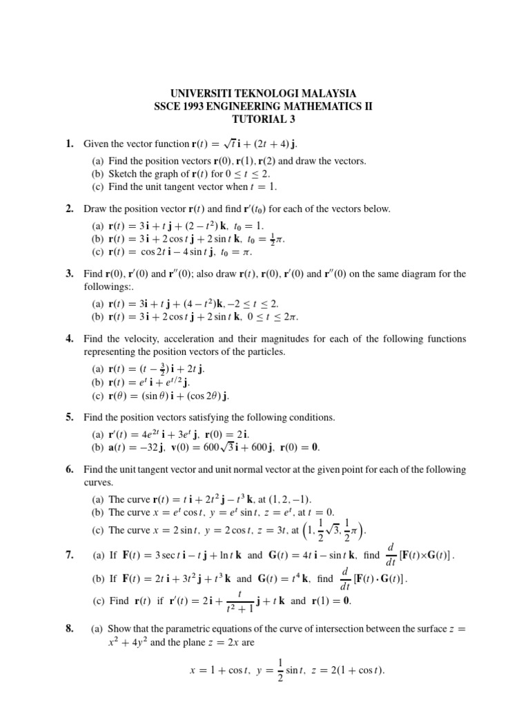 Tutorial 3 Ssc e 1993 | Download Free PDF | Acceleration | Velocity