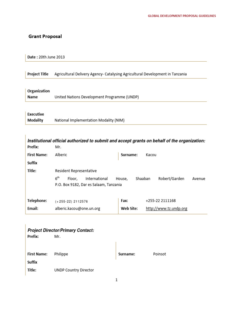 PRODOC - Grant Proposal | PDF | Agriculture | Tanzania