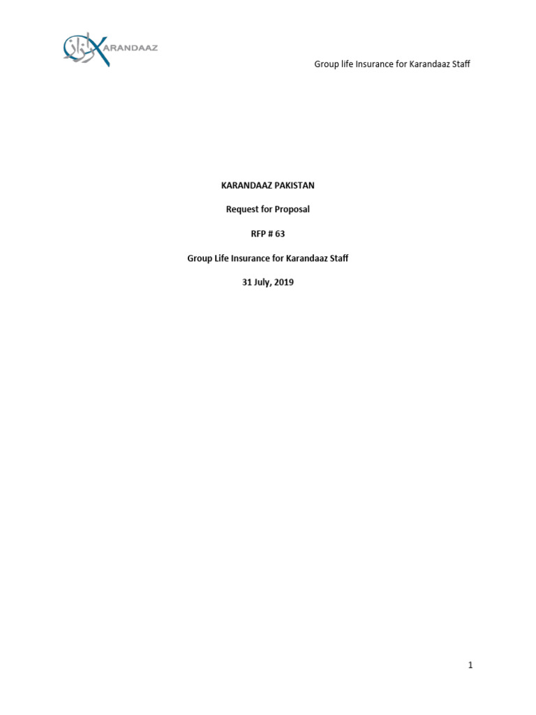 Group Life Insurance RFP for Karandaaz | PDF | Request For Proposal ...