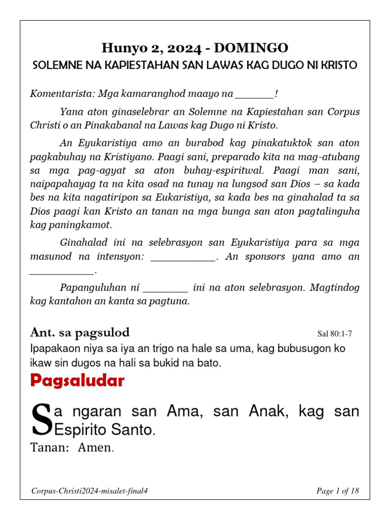 Corpus Christi2024B Misalet Final | PDF