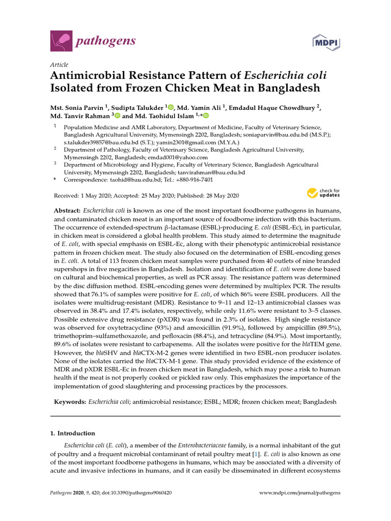 Antimicrobial Resistance Pattern of Escherichia Coli Isolated From ...