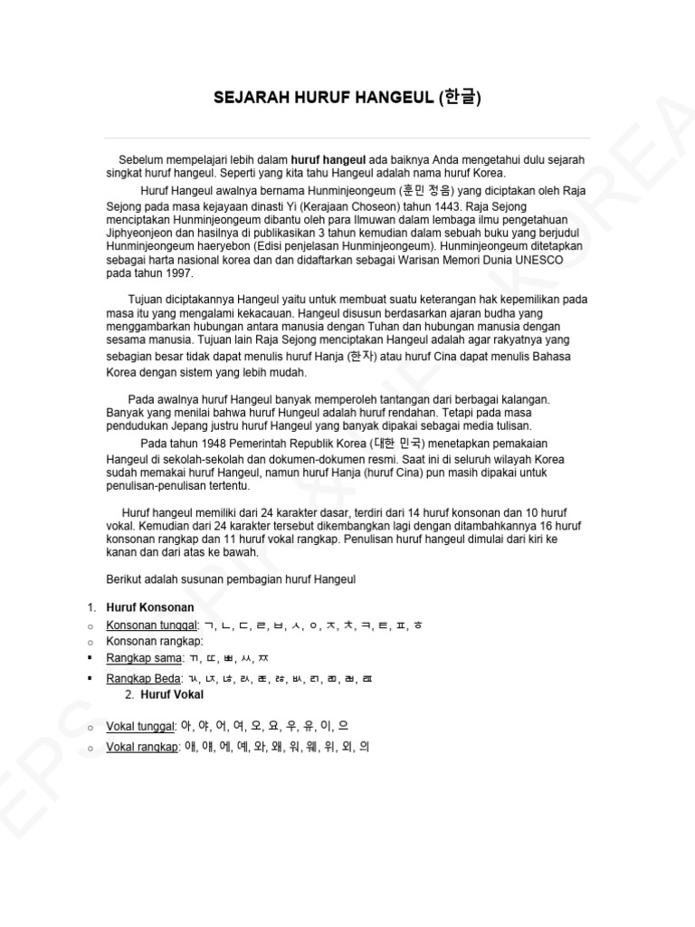 Sejarah Huruf Hangeul | PDF