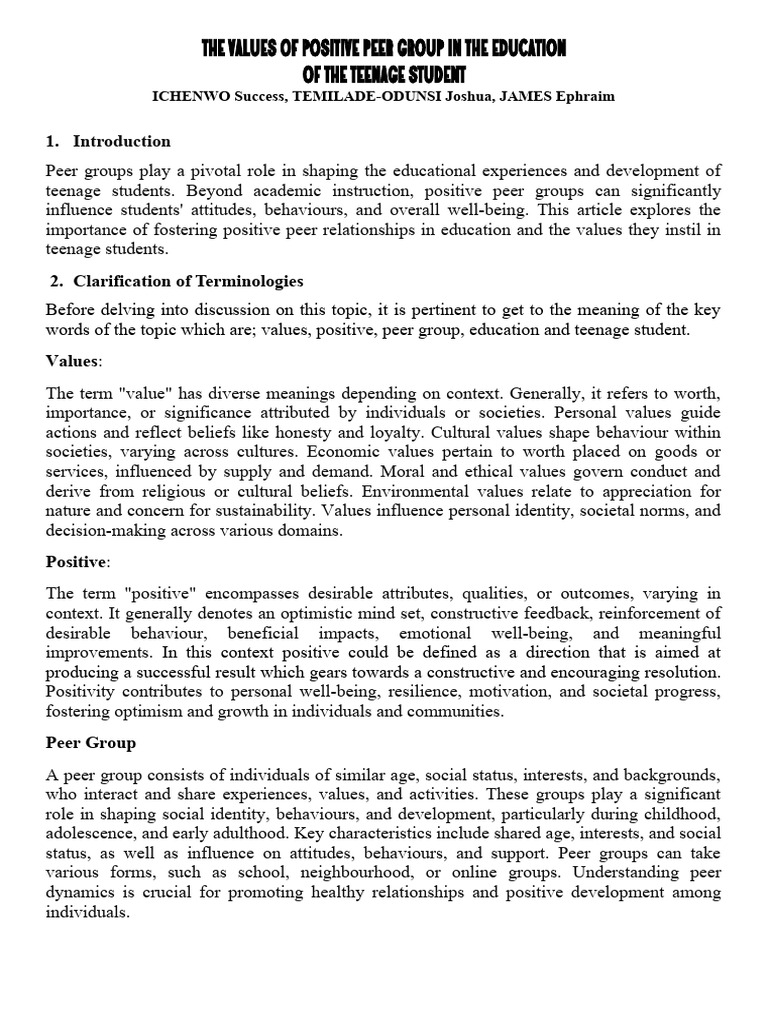 Positive Peer Impact on Teen Education | PDF | Adolescence | Motivation