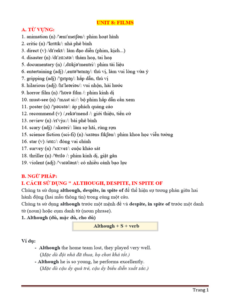 Bài tập Global Success 7 Unit 8 | PDF