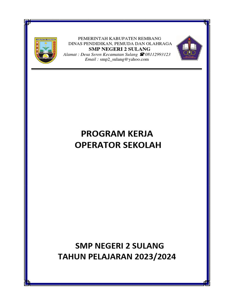 PROGRAM KERJA OPERATOR SEKOLAH 2023-2024 | PDF