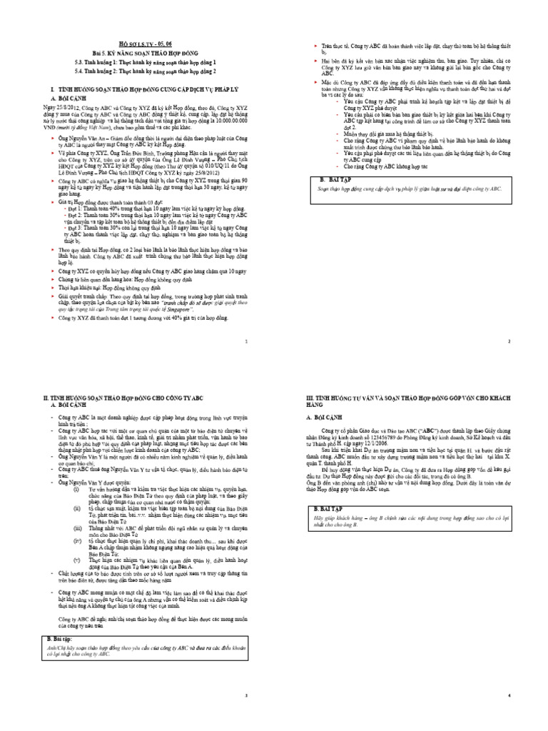 Ho So 05 - Bai 5 Ky Nang Soan Thao Hop Dong | PDF