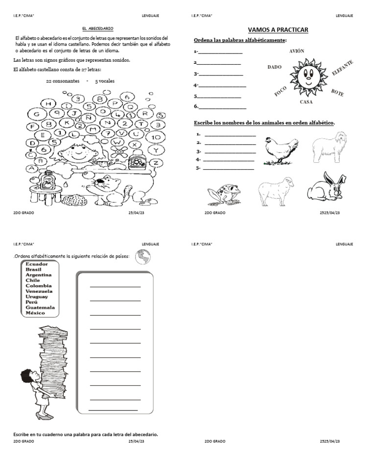 El Abecedario 2do Grado | Descargar gratis PDF | Alfabeto | Idiomas
