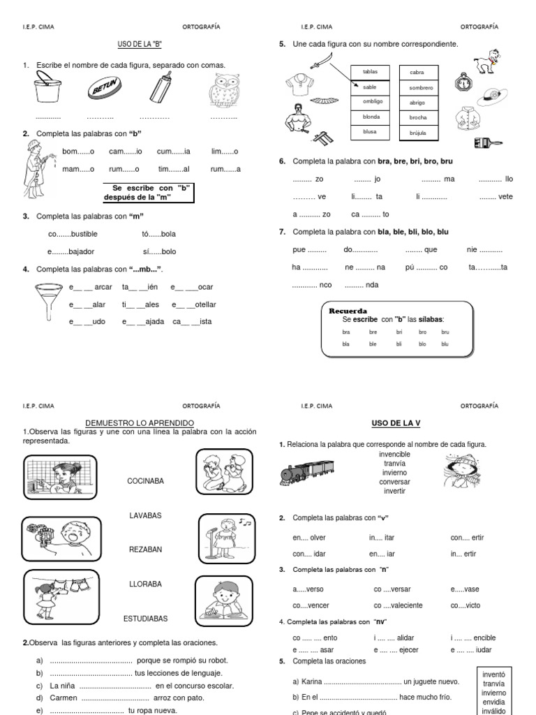 Uso de la B y V en Segundo Grado | PDF