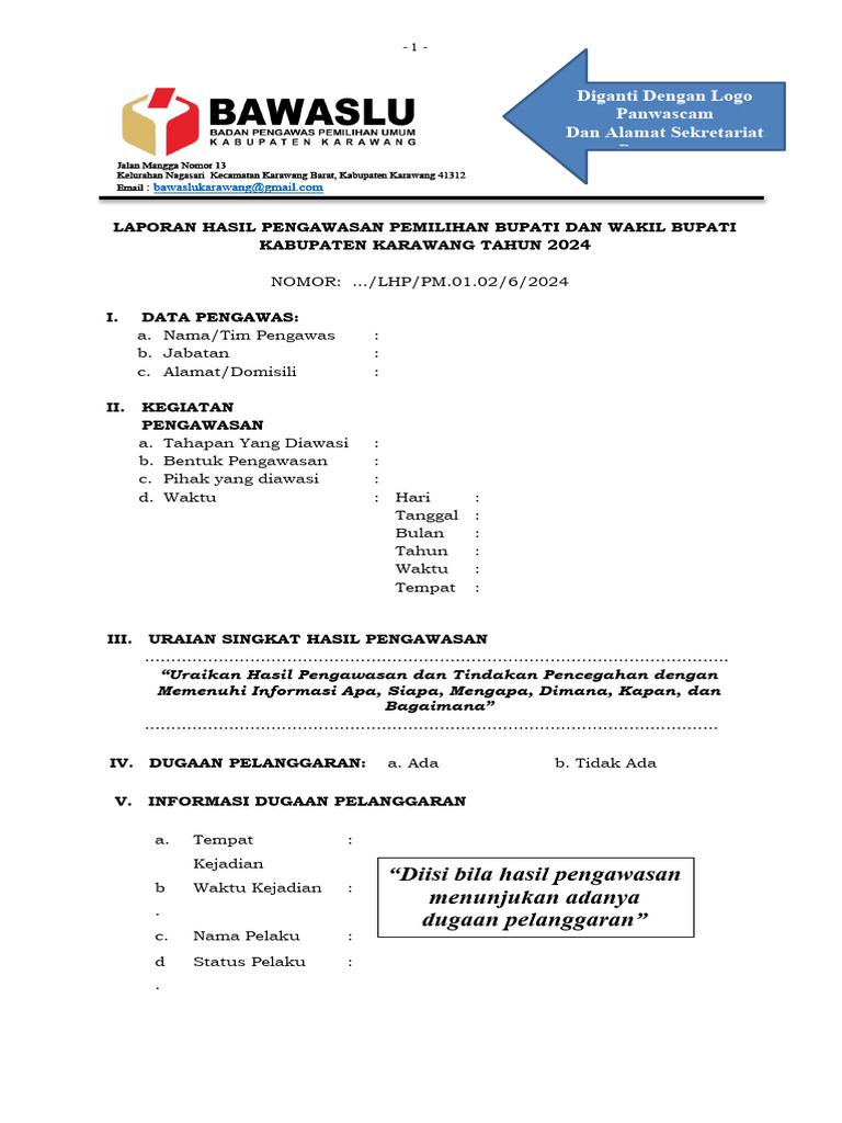 Laporan Pengawasan Pemilihan Bupati Karawang 2024 | PDF | Teknologi ...
