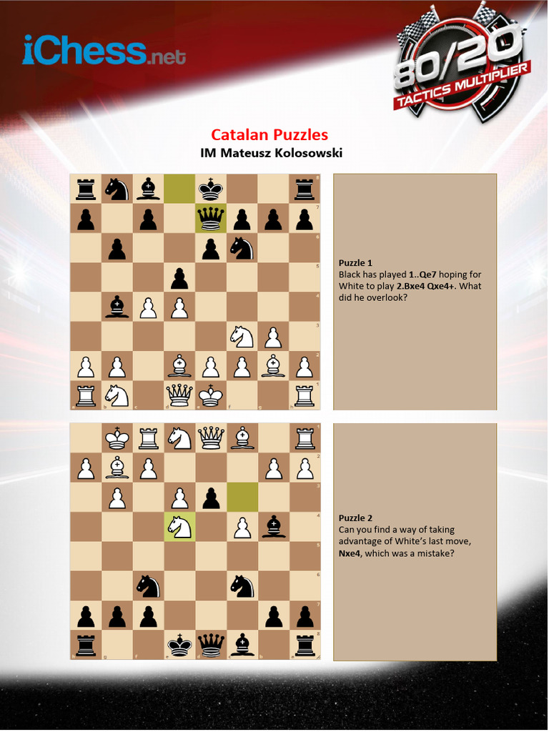 Catalan Chess Puzzles and Solutions | PDF | Competitive Games ...