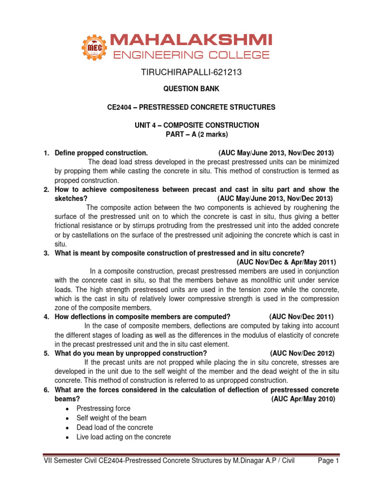 Unit Iv | PDF | Beam (Structure) | Prestressed Concrete
