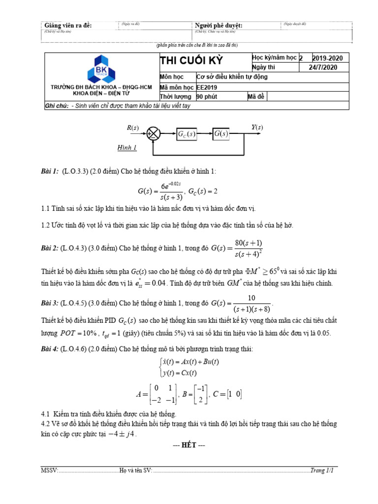 De Thi - CSTD - HK2 - 1920 | PDF