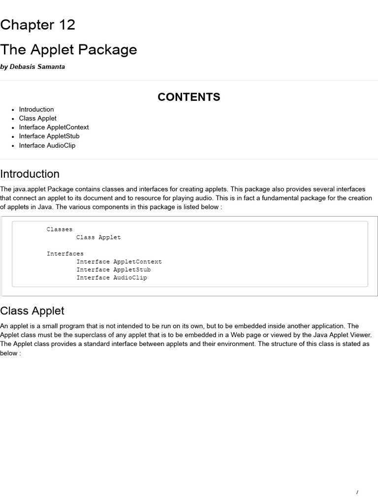 Chapter 12 - The Applet Package | PDF | Parameter (Computer Programming ...