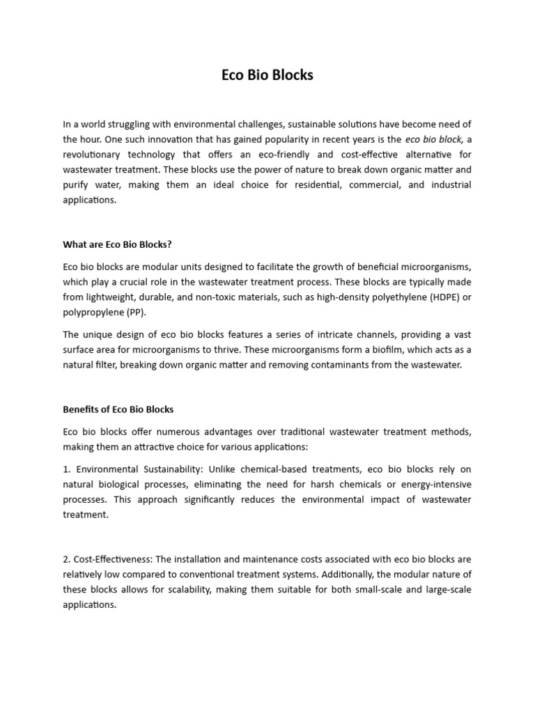 Eco bio blocks | Download Free PDF | Sewage Treatment | Sewage