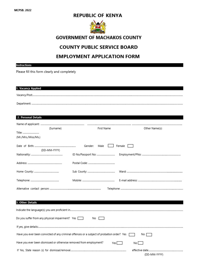 Mks Cpsb Job Application Form 2022 | PDF