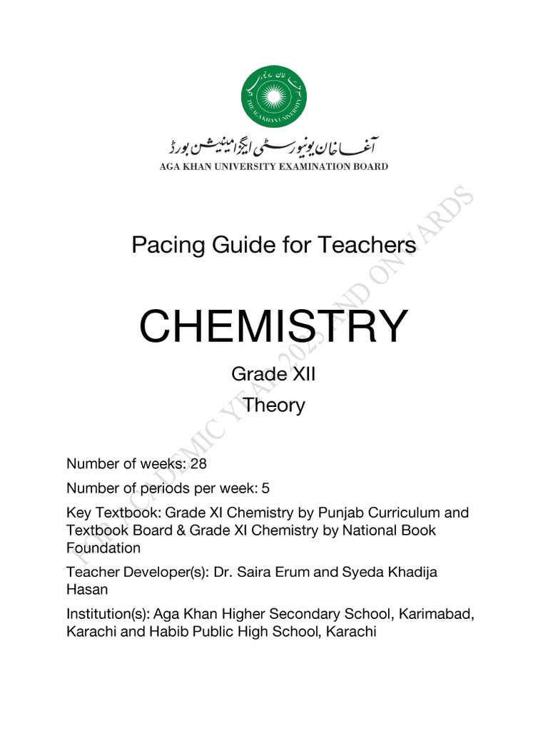 Pacing Guide Chemistry HSSC-II | PDF | Aldehyde | Chemistry