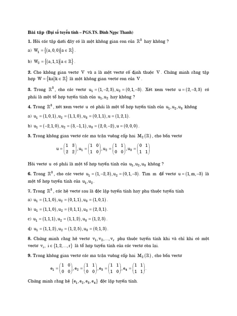Bai Tap Chuong 3 KGVT | PDF