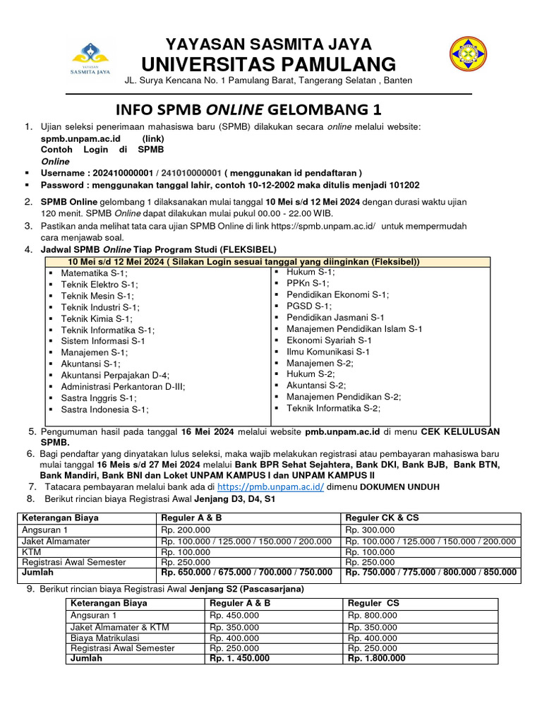 Informasi Ujian SPMB Online | PDF