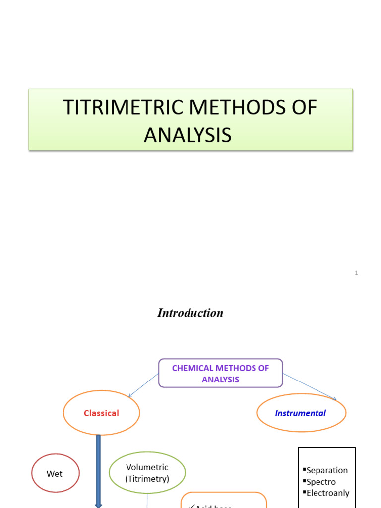 Titrimetric Methods of Analysis | PDF | Titration | Chemistry