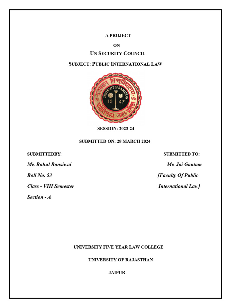 Public International Law Project Sem 8-A | PDF | United Nations ...