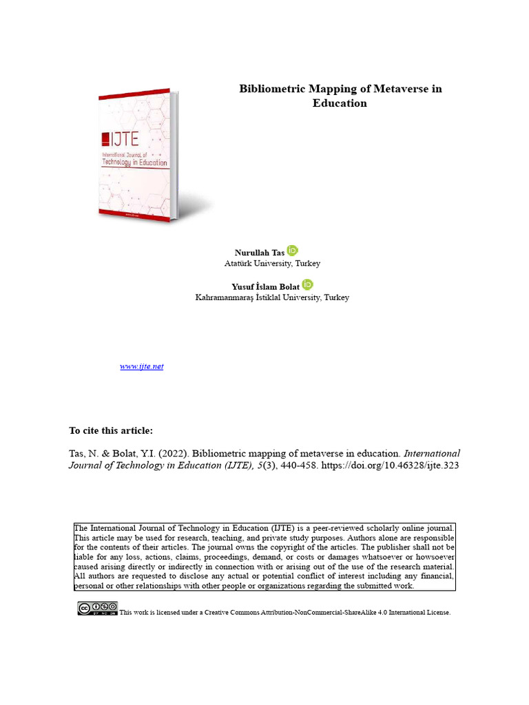 Bibliometric Mapping Of Metaverse In Edu Pdf Virtual Reality Metadata